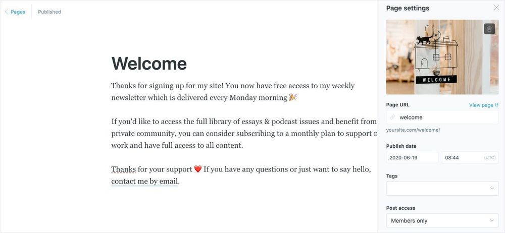 Using welcome pages for member onboarding