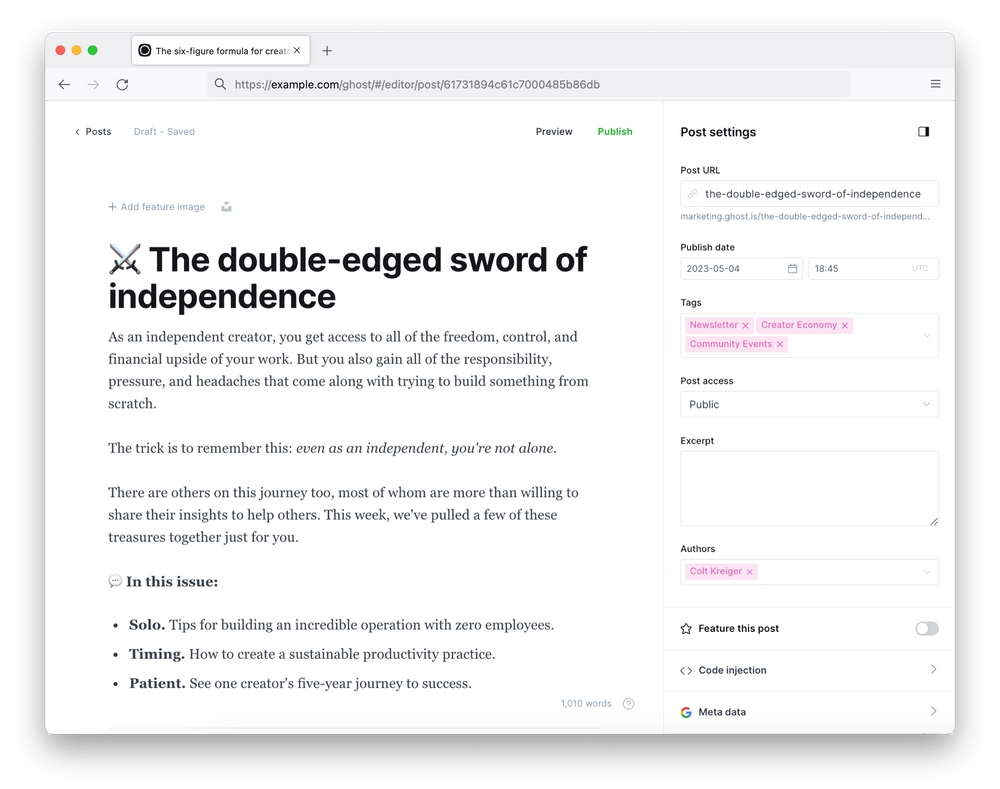 Preparing posts for publishing