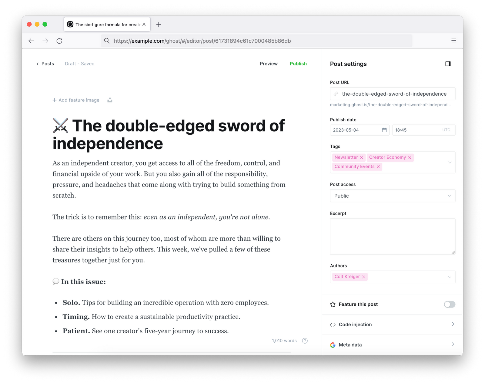 Preparing posts for publishing