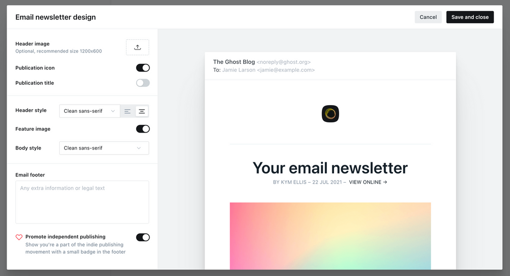 Sending email newsletters