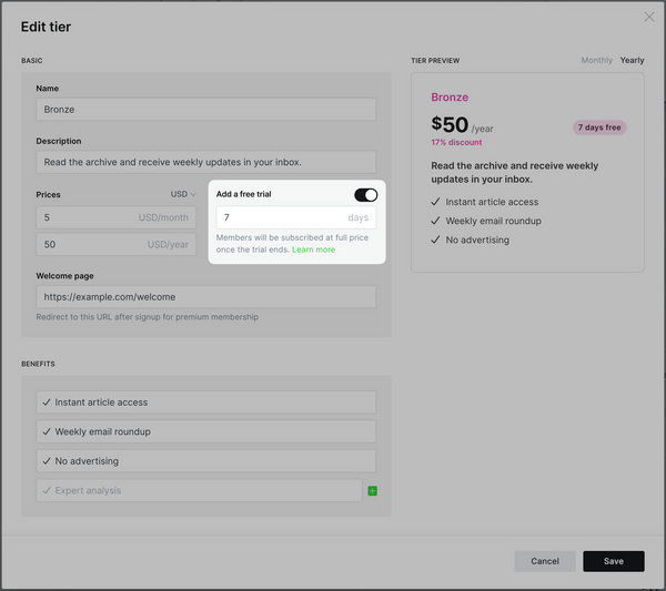 How to grow a creator business with free trial signups