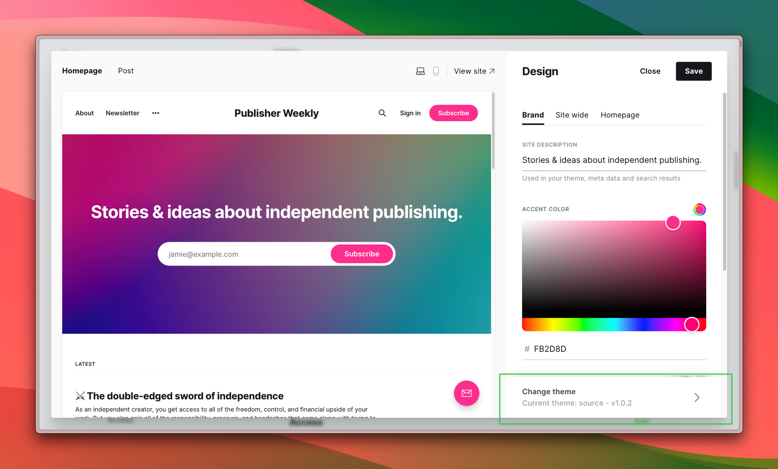 Download and upload a Ghost theme