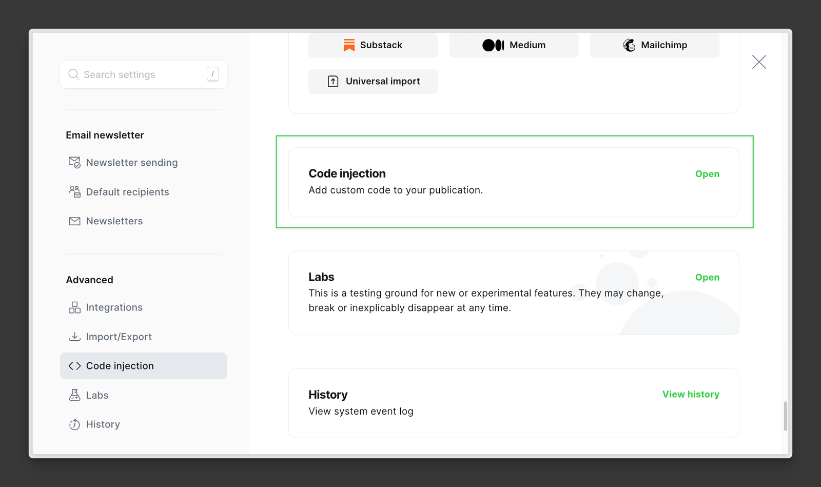 How to use Code Injection in Ghost